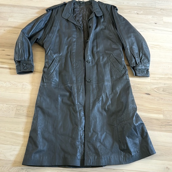 echtes leder | Jackets & Coats | Vintageechtes Leder Dark Gray Long ...